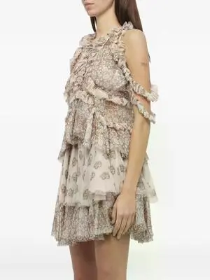 Alexander McQueen Floral Print Ruffled Dress