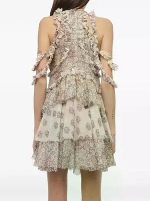 Alexander McQueen Floral Print Ruffled Dress