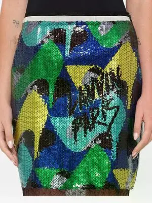 LANVIN Sequin-embellished Printed Skirt - Blue