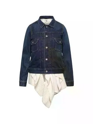 Sacai Ribbed-knit Panel Denim Jacket