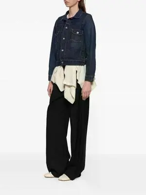 Sacai Ribbed-knit Panel Denim Jacket