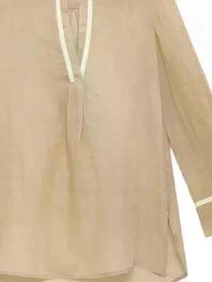 Malìparmi Grosgrain-trim Ramie Blouse - Neutrals