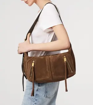 ALLSAINTS Jean Rey Suede Shoulder Bag - Brown