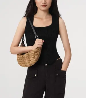 ALLSAINTS Small Paper Luna Shoulder Bag - Brown
