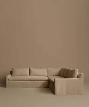 Jenni Kayne Harbor Sectional In Wheat Linen - Tan