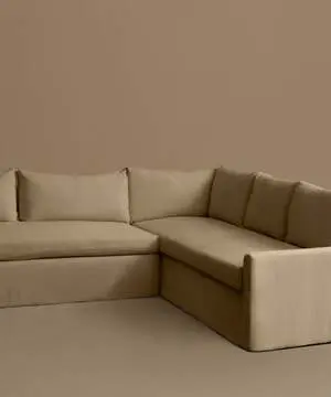 Jenni Kayne Harbor Sectional In Wheat Linen - Tan