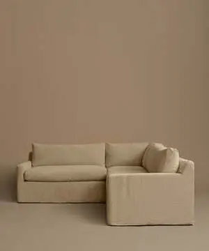 Jenni Kayne Harbor Sectional In Wheat Linen - Tan