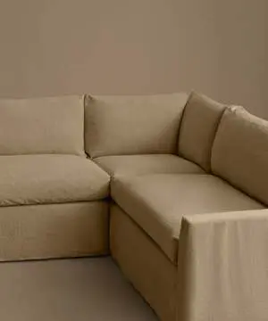 Jenni Kayne Harbor Sectional In Wheat Linen - Tan