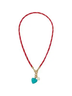 ROXANNE ASSOULIN Happy Cord Double-heart Pendant Necklace - Red
