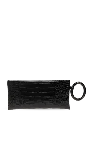 TOM FORD Aura' Crocodile Embossed Leather Clutch With Hoop Handle - Black