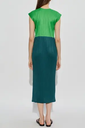 Issey Miyake Color Blocked Midi Dress