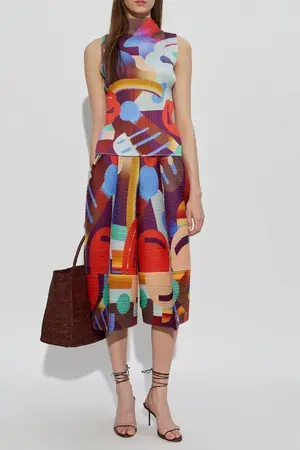 Issey Miyake Multicolor Abstract Print Pleated Shorts