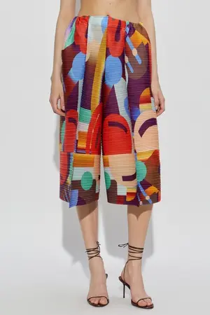 Issey Miyake Multicolor Abstract Print Pleated Shorts