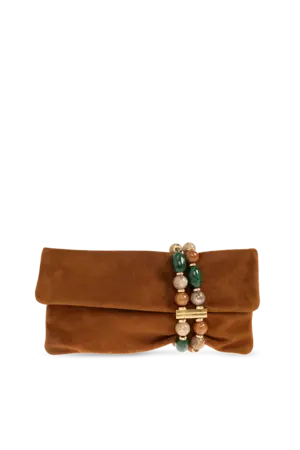 JIMMY CHOO Zandra Suede Clutch With Beaded Embellishment