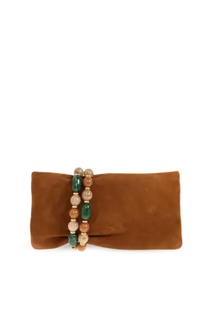 JIMMY CHOO Zandra Suede Clutch With Beaded Embellishment
