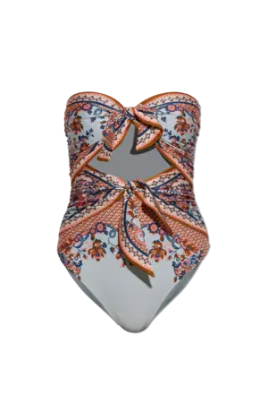 Zimmermann Strapless One-piece Swimsuit With Ethnic Print And Cut-out Details - Multicolour