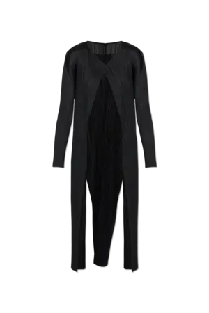 Issey Miyake Pleated Cardigan With Side Slits