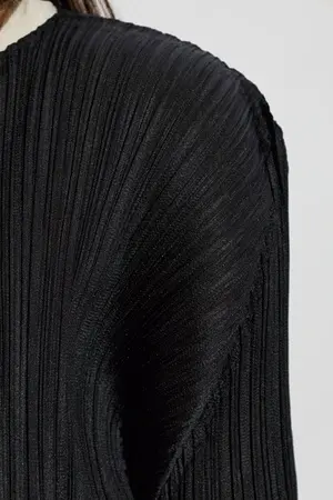 Issey Miyake Pleated Cardigan With Side Slits