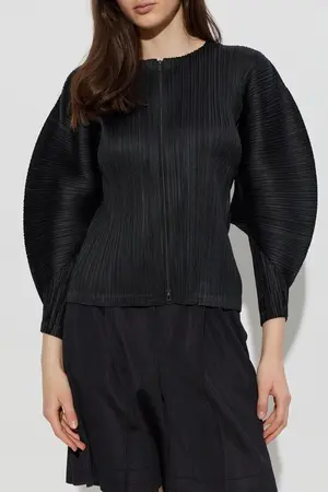 Issey Miyake Sculptural Pleated Zip-up Cardigan