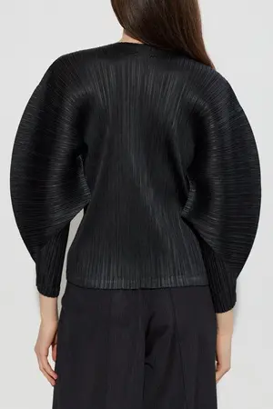 Issey Miyake Sculptural Pleated Zip-up Cardigan