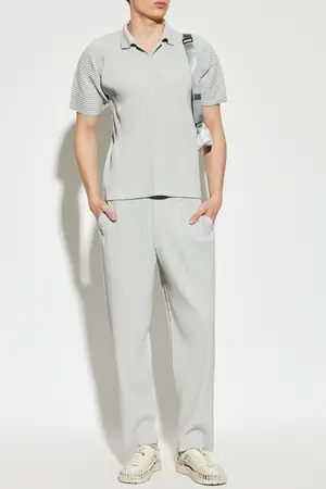 Issey Miyake Pleated Polo - Grey