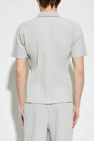 Issey Miyake Pleated Polo - Grey