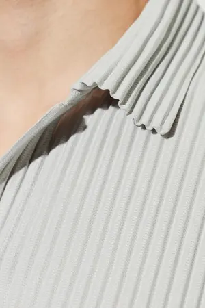 Issey Miyake Pleated Polo - Grey