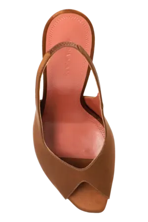 Amina Muaddi Kristina" Satin Slingback High-heeled Pumps - Brown