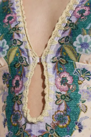 Zimmermann One-piece Swimsuit" Floral Print With Lace Trim - Cream