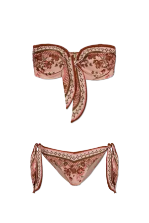 Zimmermann Bandeau Bikini With Floral And Geometric Print - Pink