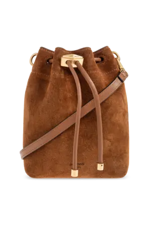 JIMMY CHOO Bon Bon" Suede Bucket Bag - Brown