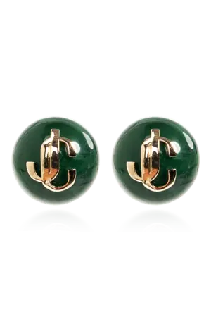 JIMMY CHOO Logo Stud Earrings - Green