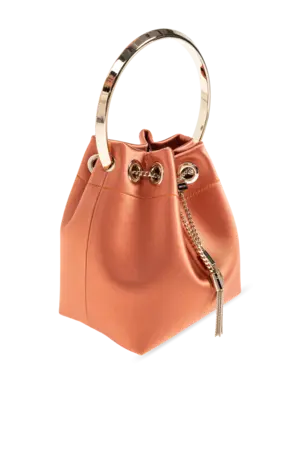 JIMMY CHOO Bon Bon Satin Bucket Bag With Metal Handle - Pink