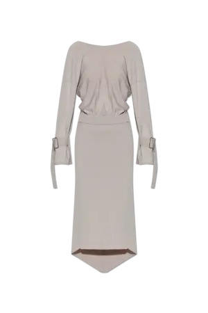 LANVIN Midi Knit Dress With Decorative Tie