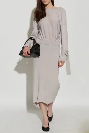 LANVIN Midi Knit Dress With Decorative Tie