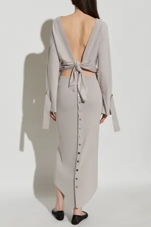 LANVIN Midi Knit Dress With Decorative Tie