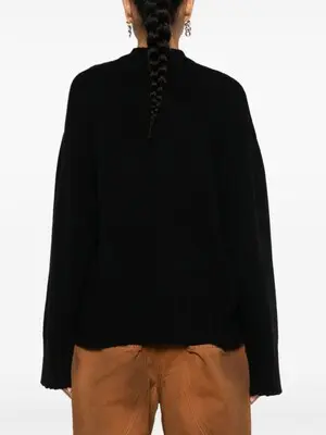 Attico Wool Blend Crewneck Sweater - Black