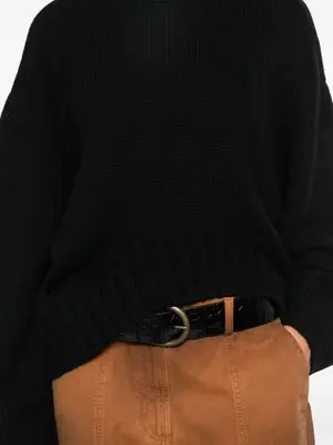 Attico Wool Blend Crewneck Sweater - Black