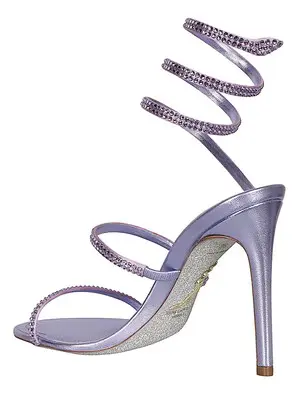 Rene Caovilla Cleo Heel Sandals With Rhinestones - Purple