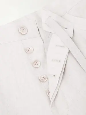 Brunello Cucinelli Straight-leg Herringbone Linen Trousers - Neutrals