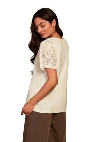 CELTIC & CO. Eyelet Sleeve Soft-drape Jersey T-shirt