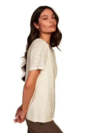 CELTIC & CO. Eyelet Sleeve Soft-drape Jersey T-shirt