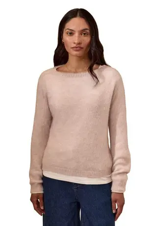 CELTIC & CO. Gauzy Boat Neck Knit Sweater - Peony
