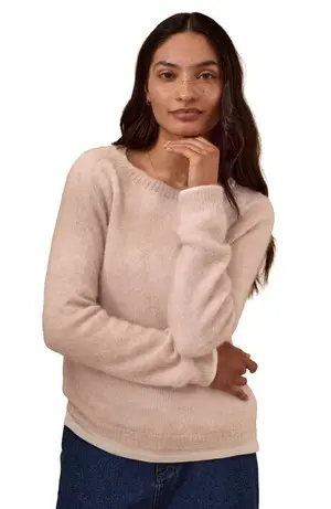 CELTIC & CO. Gauzy Boat Neck Knit Sweater - Peony