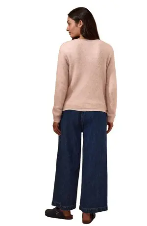 CELTIC & CO. Gauzy Boat Neck Knit Sweater - Peony