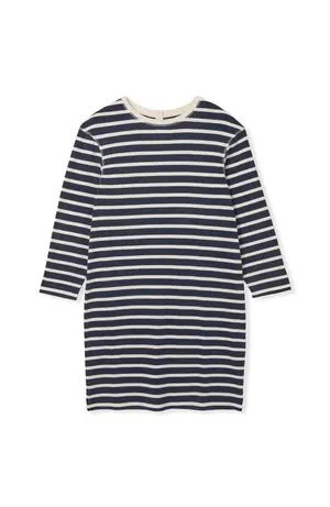 CELTIC & CO. Striped Knee Length Jersey Dress With Button Back
