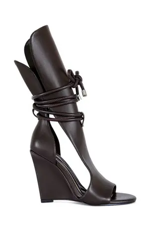 AZALEA WANG Douma Wedge Sandal Bootie - Chocolate