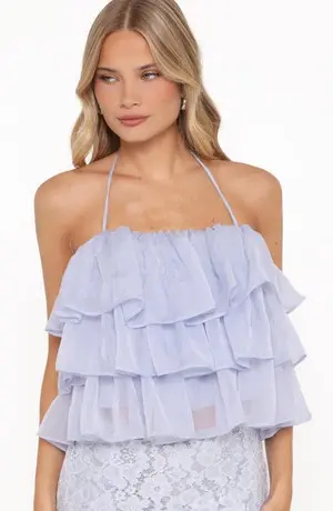 PETAL & PUP Taelya Flounce Halter Top - Blue