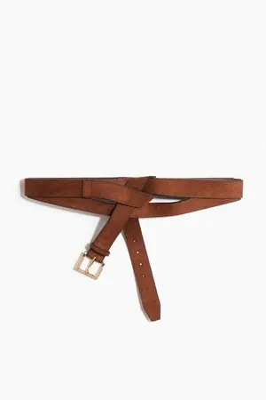 H&m Double Strap Waist Belt With Buckle Detail - Brown