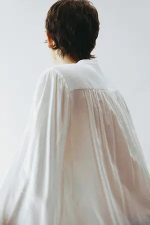 H&m Pintucked Blouse With Balloon Sleeves